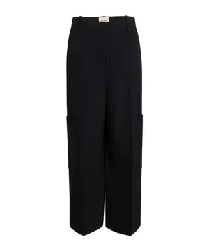 Khaite High-waisted Straight Leg Trousers With Sticker Pockets - Black