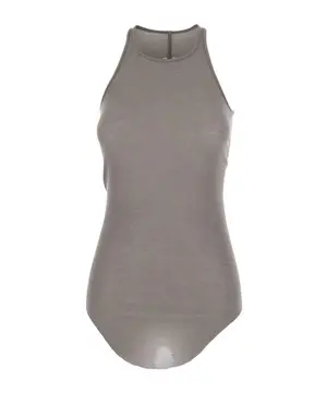 Rick Owens Sleeveless Ribbed U-neck Top - Grey