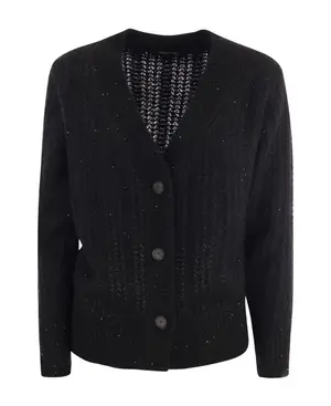 Fabiana Filippi Sequin-embellished V-neck Cardigan - Black