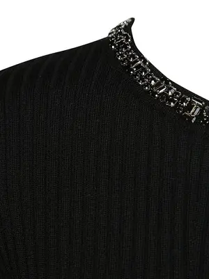 Max Mara Catone Crystal-embellished Ribbed Knit Top