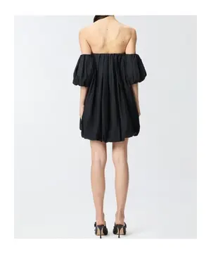 Pinko Off-the-shoulder Pleated Mini Dress - Black