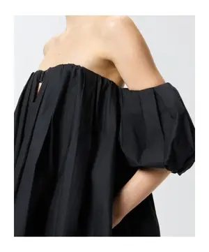 Pinko Off-the-shoulder Pleated Mini Dress - Black