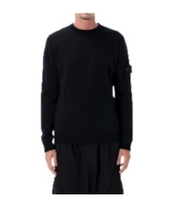 Stone Island Compass Patch Crewneck Jumper - Black