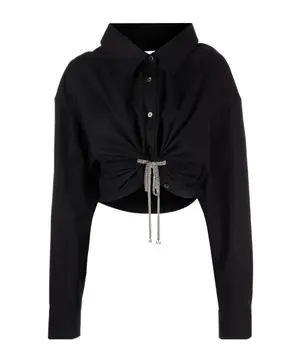 Alexander Wang Tie-fastening Cropped Cotton Shirt