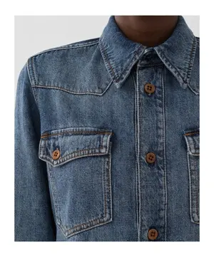 Chloé Long-sleeved Denim Shirt With Embroidered Logo