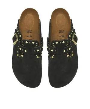 BIRKENSTOCK Studded Buckle Mules - Black