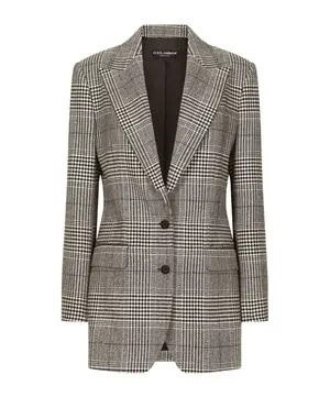 Dolce & Gabbana Single-breasted Glen Plaid Jacket - Grey