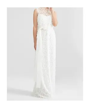 Max Mara Embroidered Tulle Maxi Dress