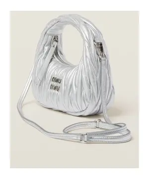 Miu Miu Matelassé Nappa Leather Hobo Mini-bag - Silver