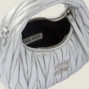 Miu Miu Matelassé Nappa Leather Hobo Mini-bag - Silver