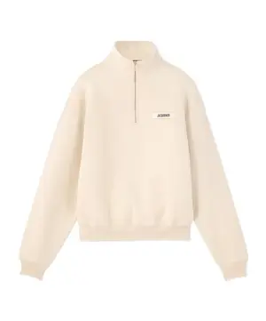 Jacquemus Zip-up Grosgrain Logo Sweatshirt - Light Brown