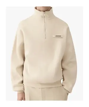 Jacquemus Zip-up Grosgrain Logo Sweatshirt - Light Brown