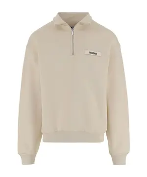 Jacquemus The Gros Grain Zipped-rollneck Sweatshirt - Nude