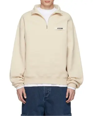 Jacquemus The Gros Grain Zipped-rollneck Sweatshirt - Nude