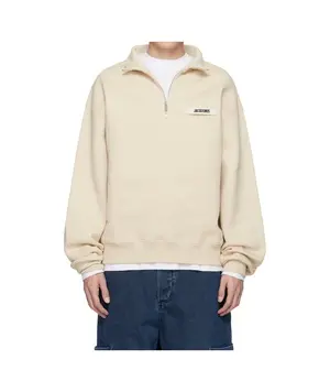 Jacquemus The Gros Grain Zipped-rollneck Sweatshirt - Nude