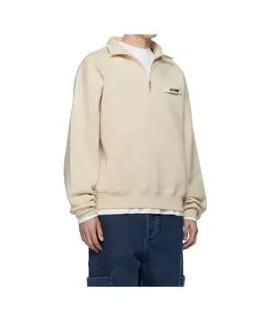 Jacquemus The Gros Grain Zipped-rollneck Sweatshirt - Nude