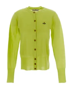 VIVIENNE WESTWOOD Orb Embroidered Knitted Cardigan - Green