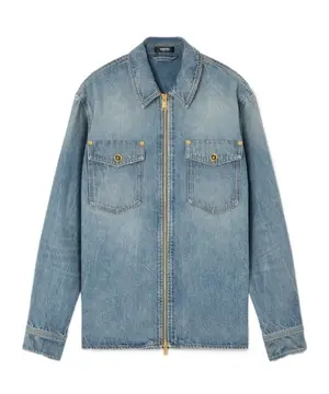 Versace Denim Zipped Overshirt - Blue