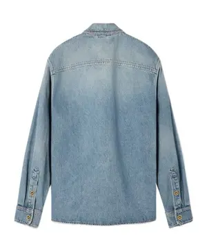 Versace Denim Zipped Overshirt - Blue