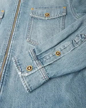 Versace Denim Zipped Overshirt - Blue