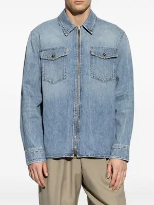 Versace Denim Zipped Overshirt - Blue