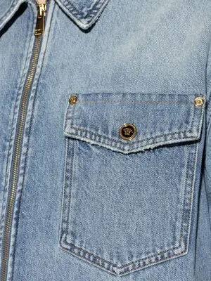 Versace Denim Zipped Overshirt - Blue