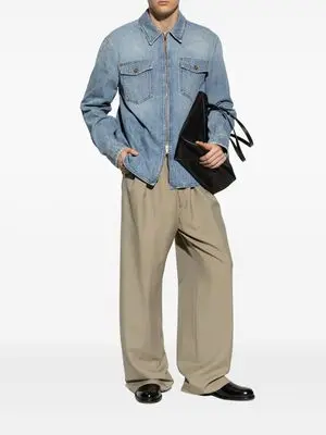 Versace Denim Zipped Overshirt - Blue