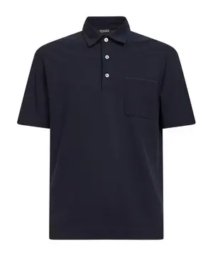 Zegna Patch Pocket Polo Shirt - Black