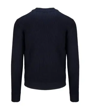 ROBERTO COLLINA Navy Blue Knitted Cardigan
