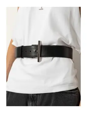 Alexander McQueen T-bar Buckled Leather Belt - Black