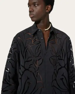 Valentino Garavani Floral Cut-out Button-up Shirt Jacket