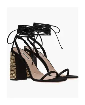 Miu Miu Embellished Ankle Tie Sandals
