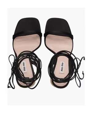 Miu Miu Embellished Ankle Tie Sandals