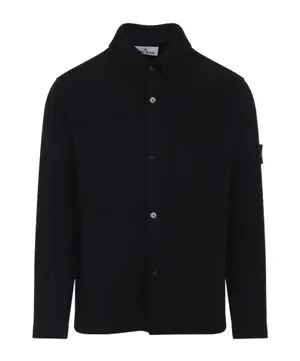 Stone Island Logo Patch Buttoned Cardigan - Black
