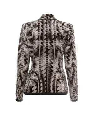 Balmain Monogram Jacquard Slim Cut Knitted Jumper