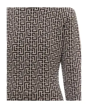 Balmain Monogram Jacquard Slim Cut Knitted Jumper