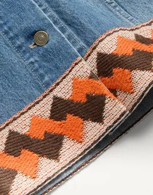 Valentino Garavani Jacquard Trim Denim Skirt