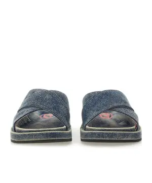 DIESEL® Sa-slide Cris Cros Denim Slides - Black