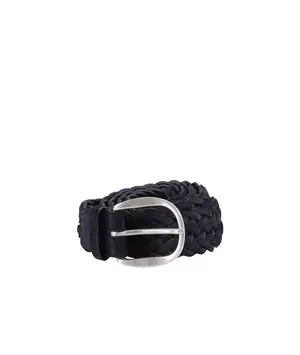 ORTIGNI Braided Leather Belt With Adjustable Buckle - Blue