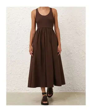 Zimmermann Sleeveless Dress With Fitted Knit Bodice And Gathered Skirt