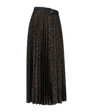 Sacai Leopard Print Pleated Skirt