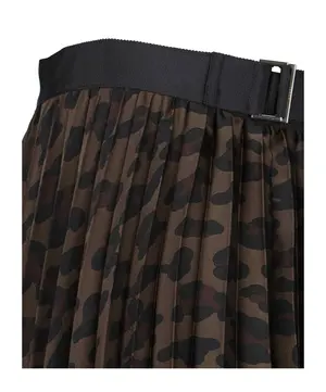 Sacai Leopard Print Pleated Skirt