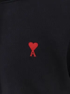 AMI Paris De Coeur Drawstring Hoodie - Black