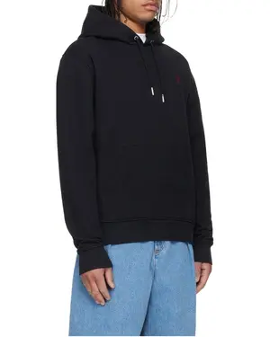 AMI Paris De Coeur Drawstring Hoodie - Black