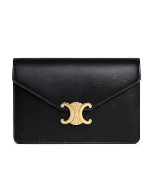 Celine Wallet On Chain Margo In Shiny Calfskin - Black