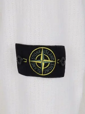Stone Island Crewneck Sweatshirt With Logo Patch - Ivory
