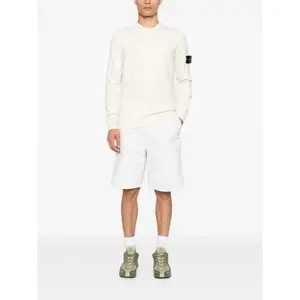 Stone Island Crewneck Sweatshirt With Logo Patch - Ivory