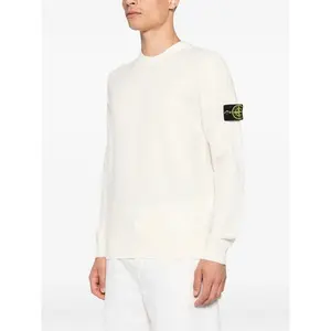 Stone Island Crewneck Sweatshirt With Logo Patch - Ivory