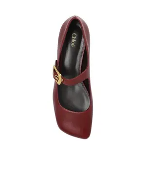 Chloé Polly Ballet Flats With Gold Buckle Detail - Brown