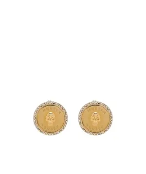 Alexander McQueen Skull Embellished Round Earrings - Gold